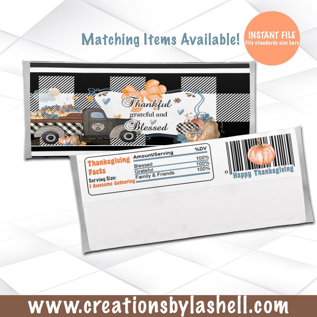 Thanksgiving Candy Bar Wrappers Instant Download Thanksgiving Chocolate ...