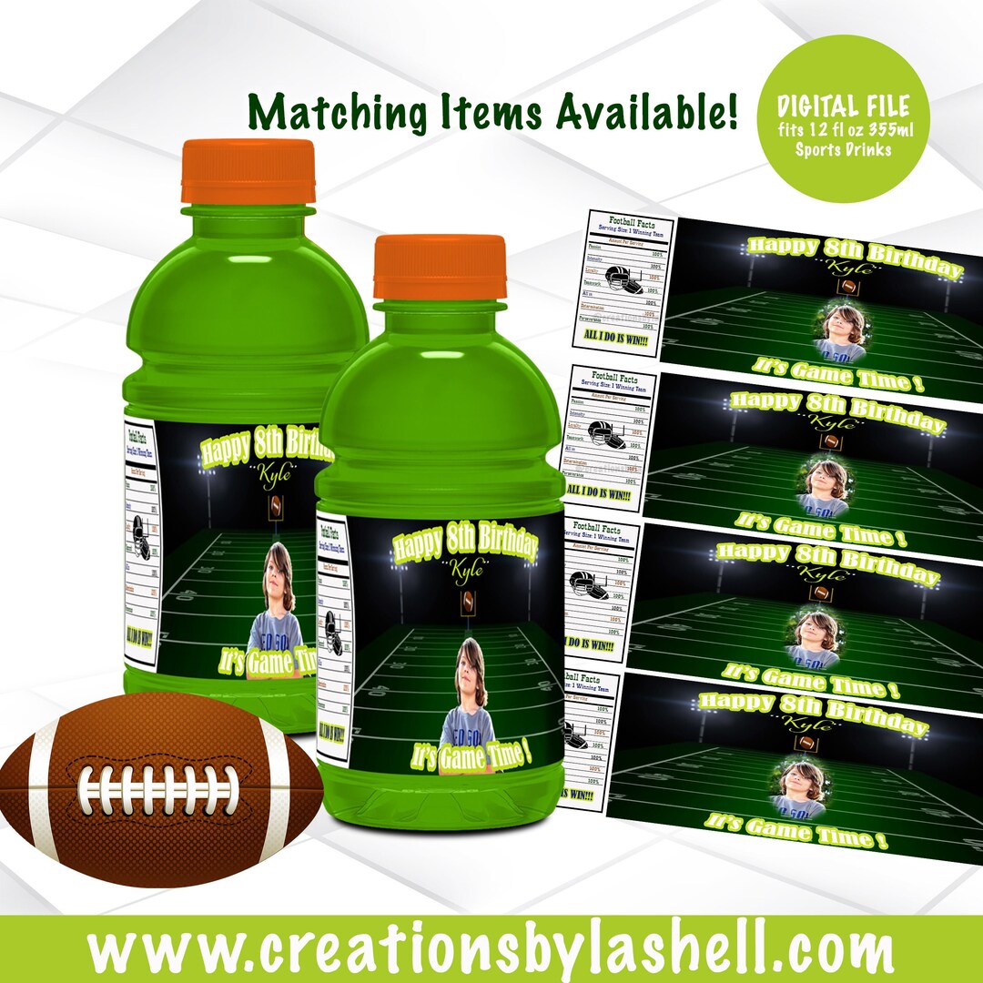 Football Sports Drink Labels Digital File | Football Theme Favors ...