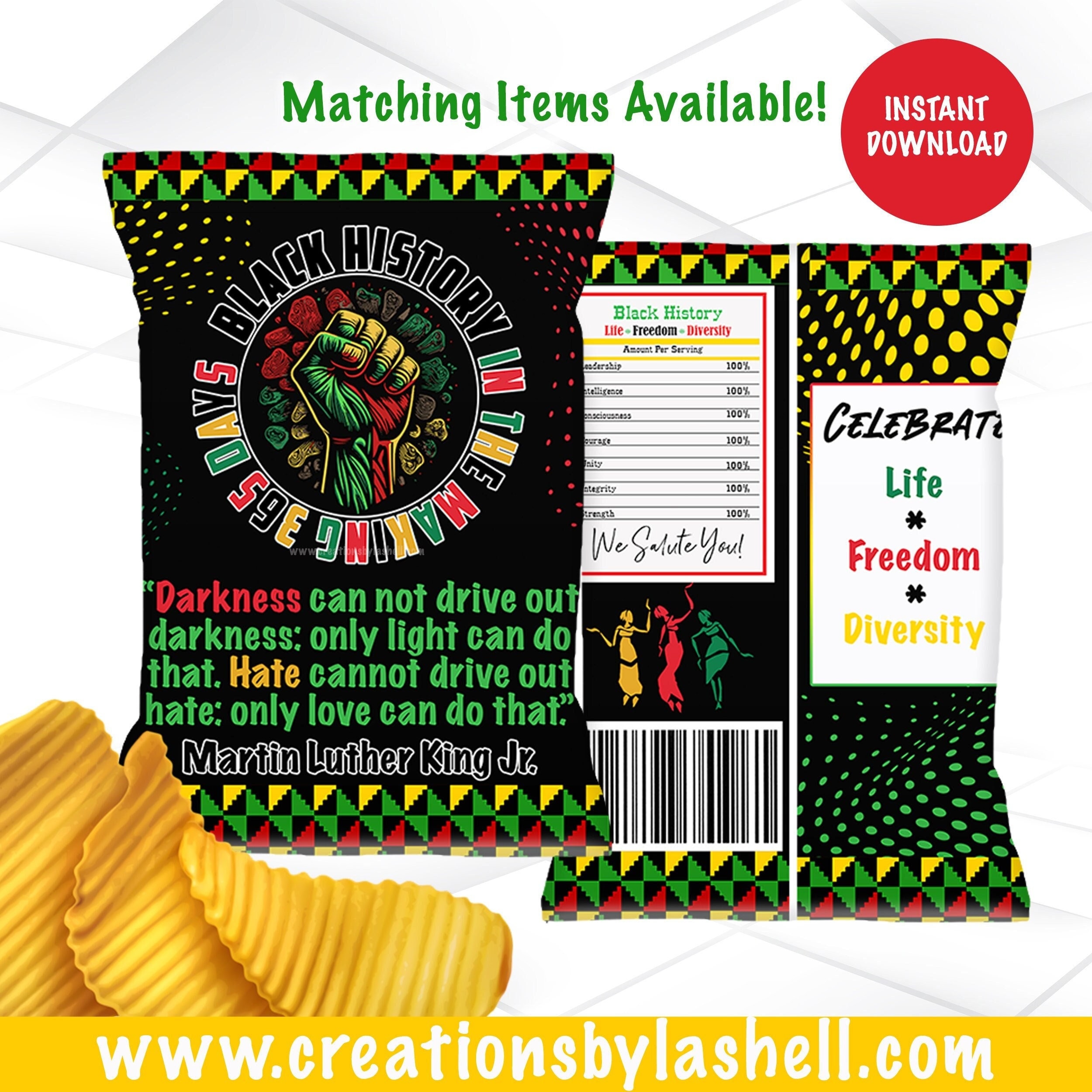 Black History Chip Bags Instant Download | Black History Month Chip Bag ...