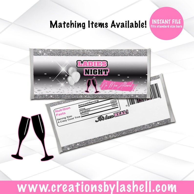 Ladies Night Candy Bar Wrappers Instant Download Girls Night Chocolate ...