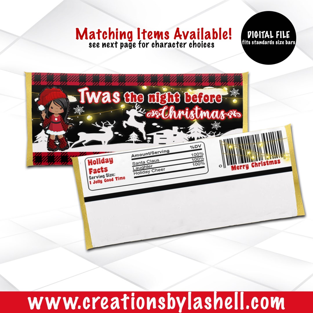 Twas the Night Before Christmas Theme Chocolate Candy Bar Wrappers ...