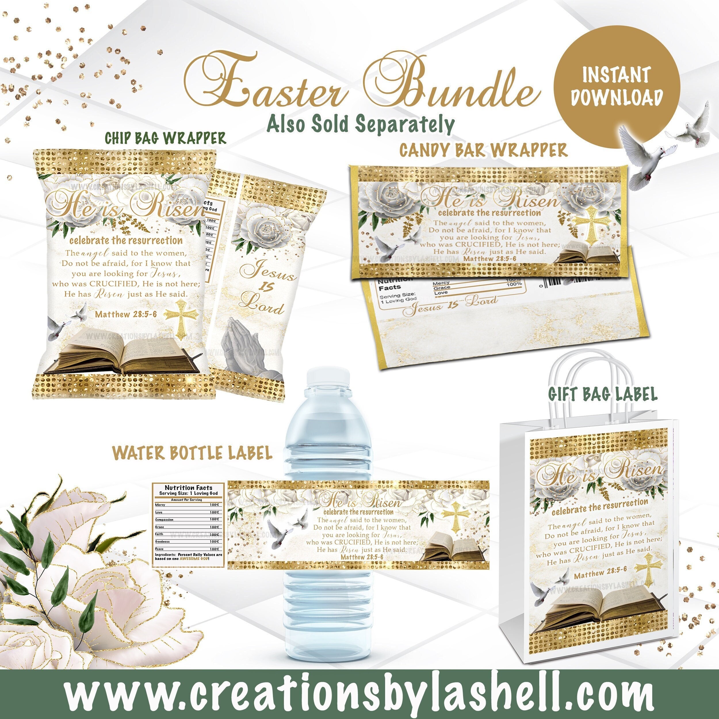 He is Risen Easter Bundle Instant Download He is Risen Favors Bundle ...
