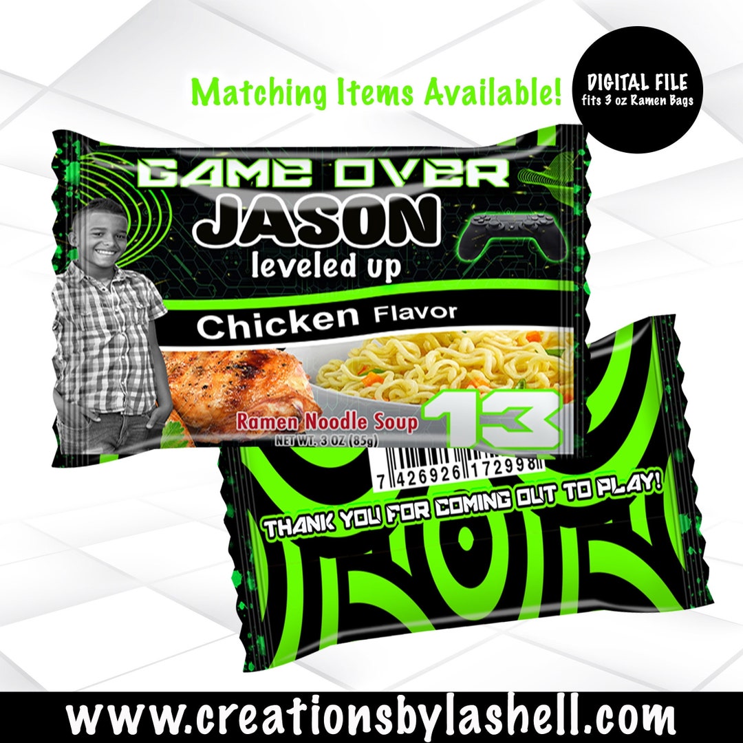 Gaming Ramen Noodle Wrapper Template Video Game Favors Printable Gaming ...