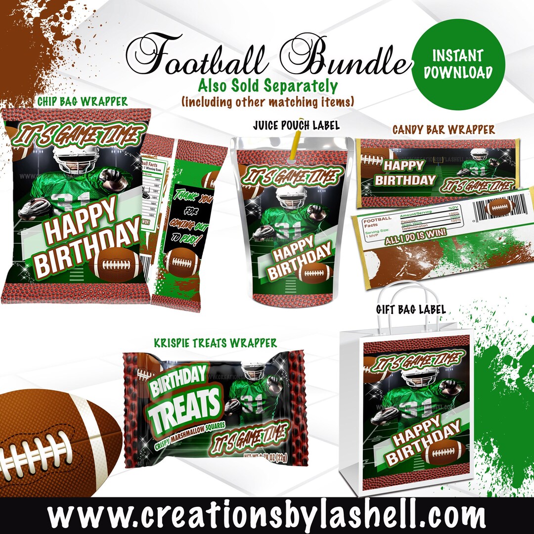 Football Party Labels Bundle Instant Download Football Party Favors ...