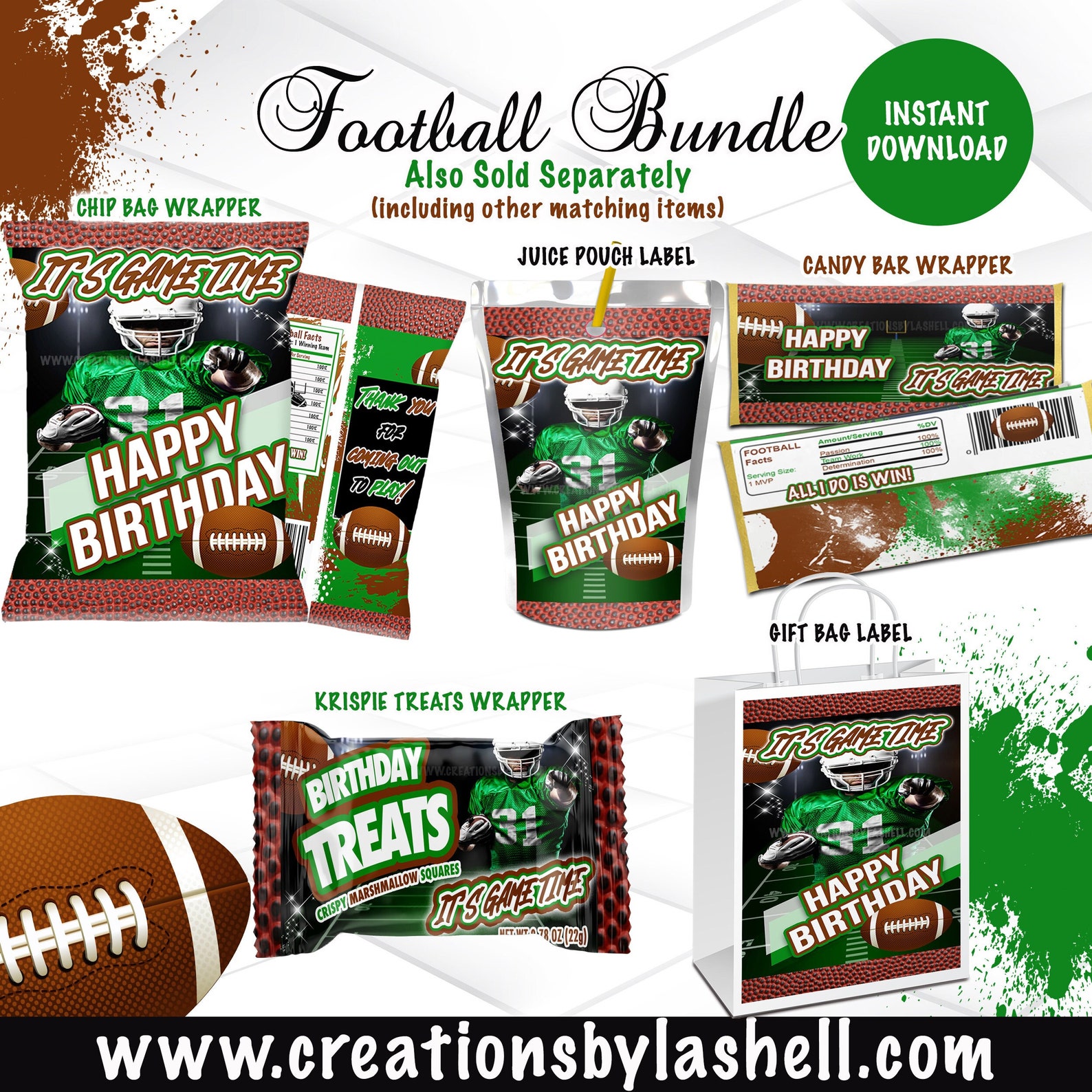Football Party Labels Bundle Instant Download Football Party Favors ...
