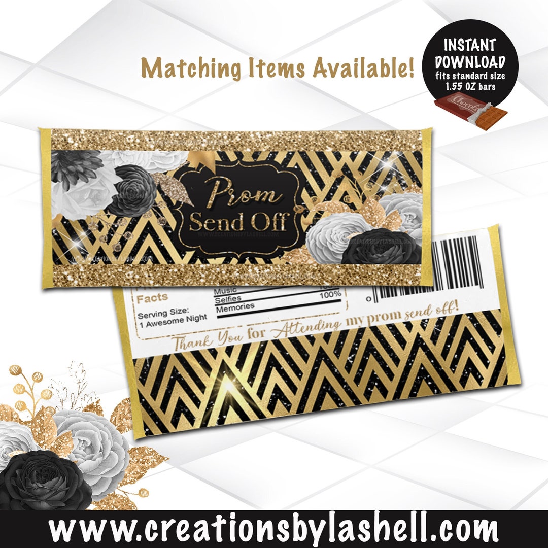 Prom Candy Bar Wrappers Instant Download | Prom Theme Chocolate Bar ...