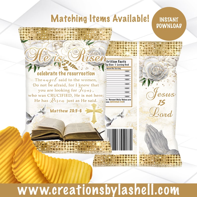 Easter Chip Bag Template He is Risen Chip Bag Template Easter Favor ...
