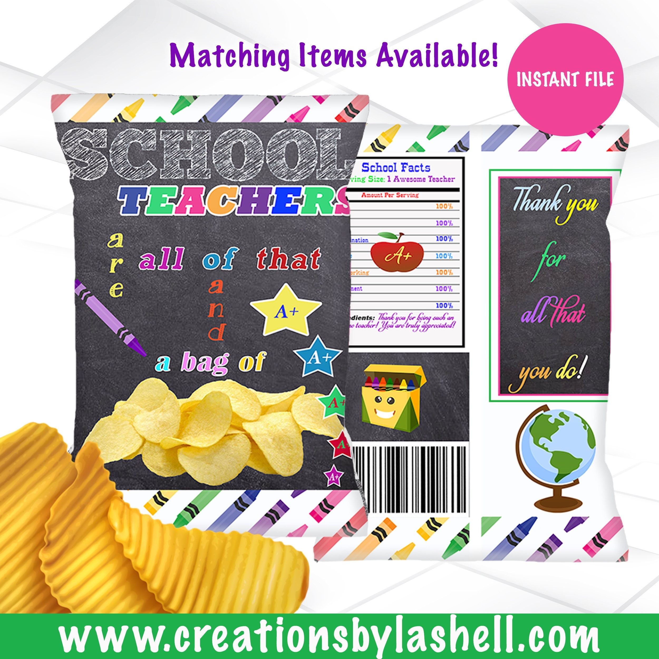Teacher Appreciation Chip Bags Instant Download | Teacher Appreciation ...