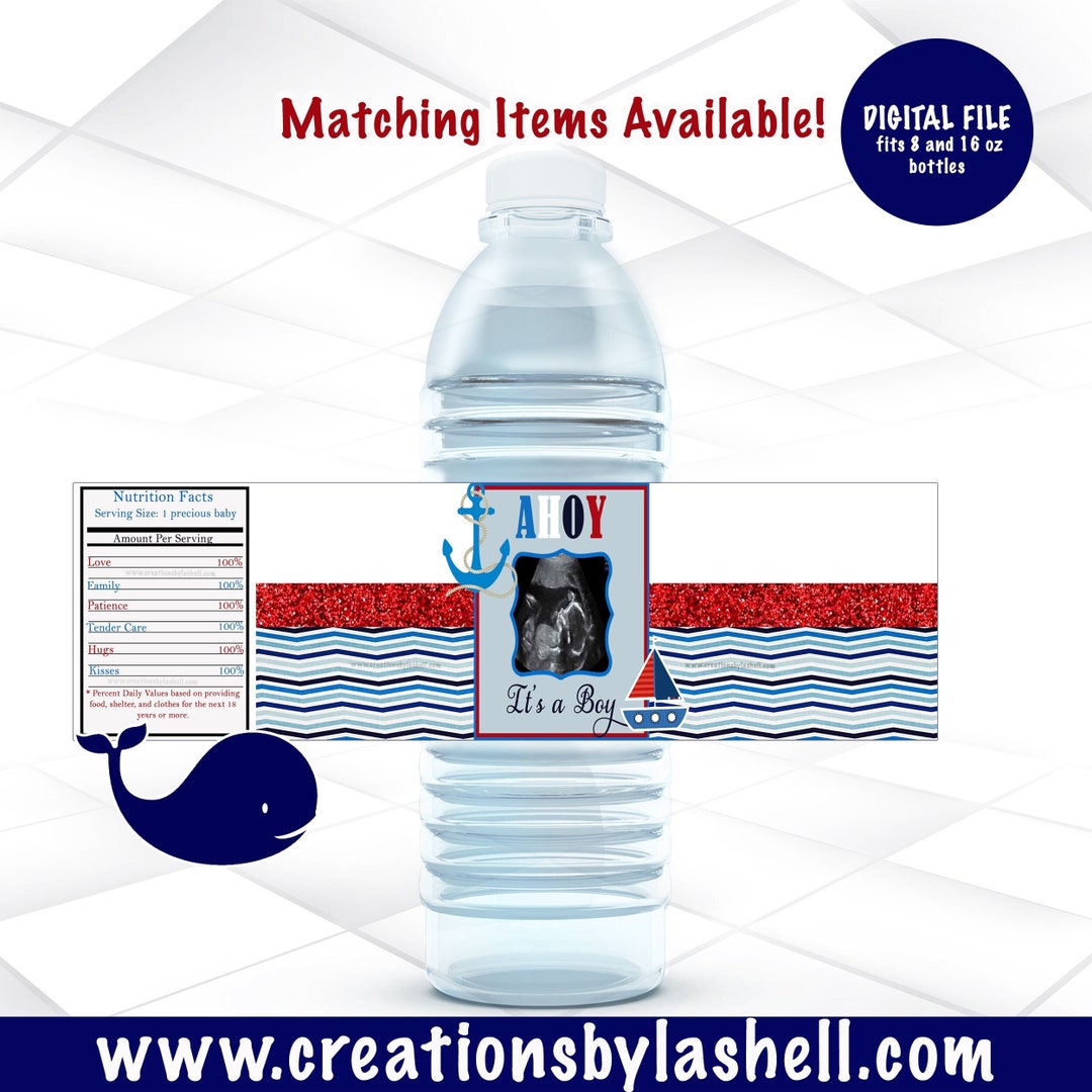 Nautical Baby Shower Water Bottle Labels Printable | Nautical Theme ...