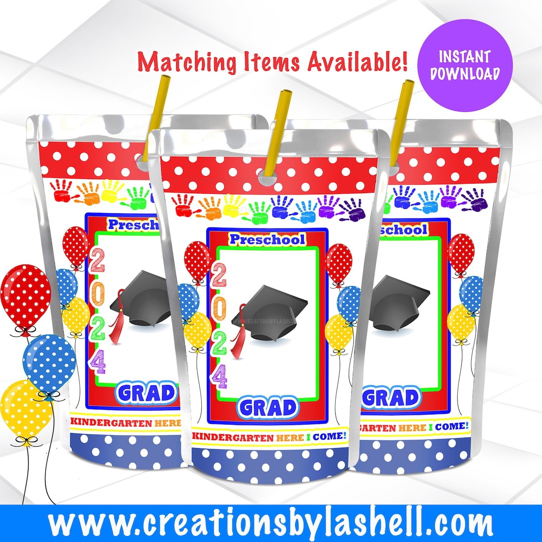 Preschool Graduation Juice Labels Instant Download Pre K Juice Labels ...