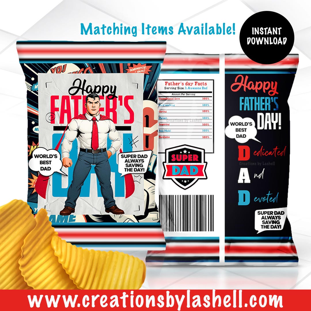 Fathers Day Chip Bags Instant Download | Father's Day Favors Printable ...