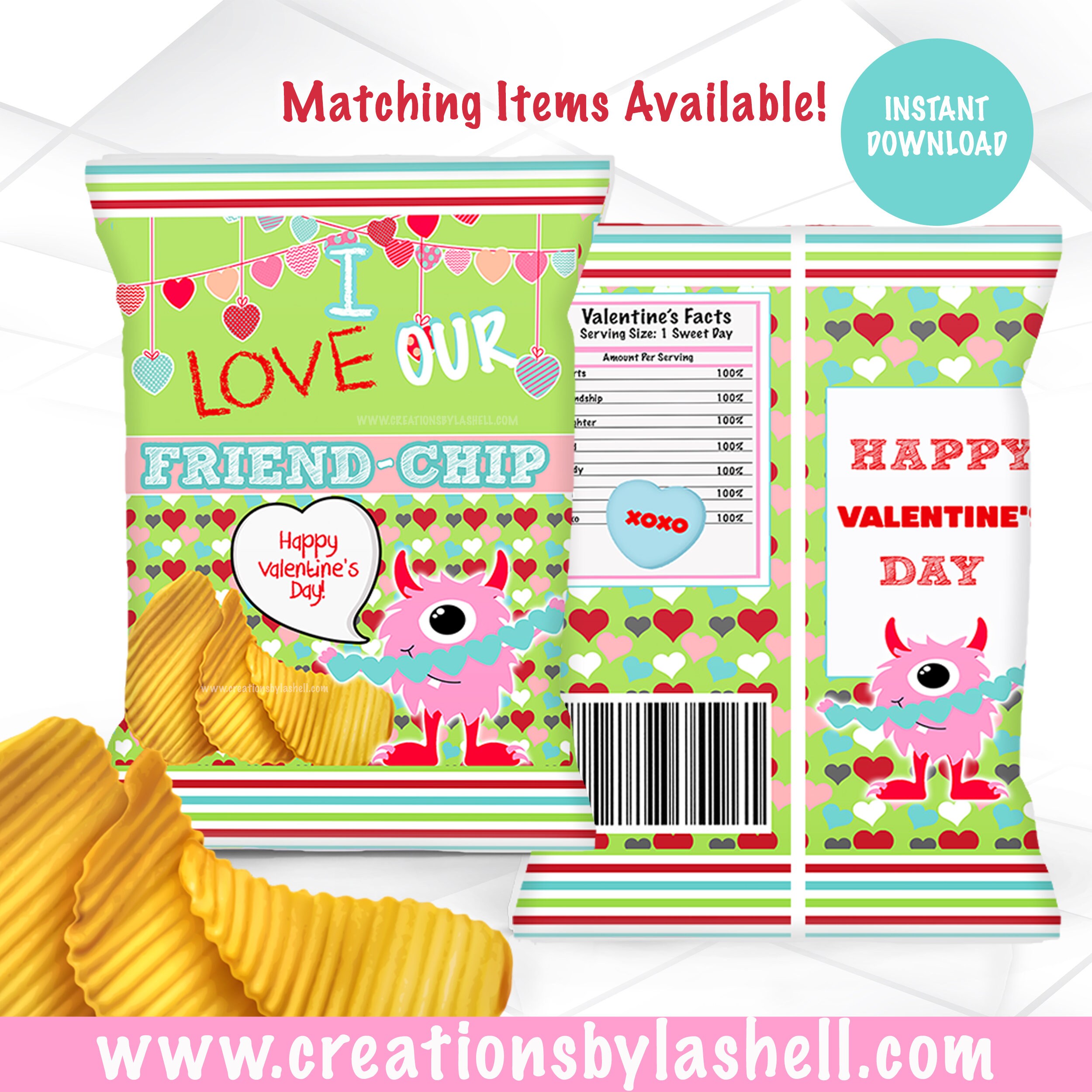 Valentine Instant Download Treat Bundle Valentine's Day Bundle Template ...