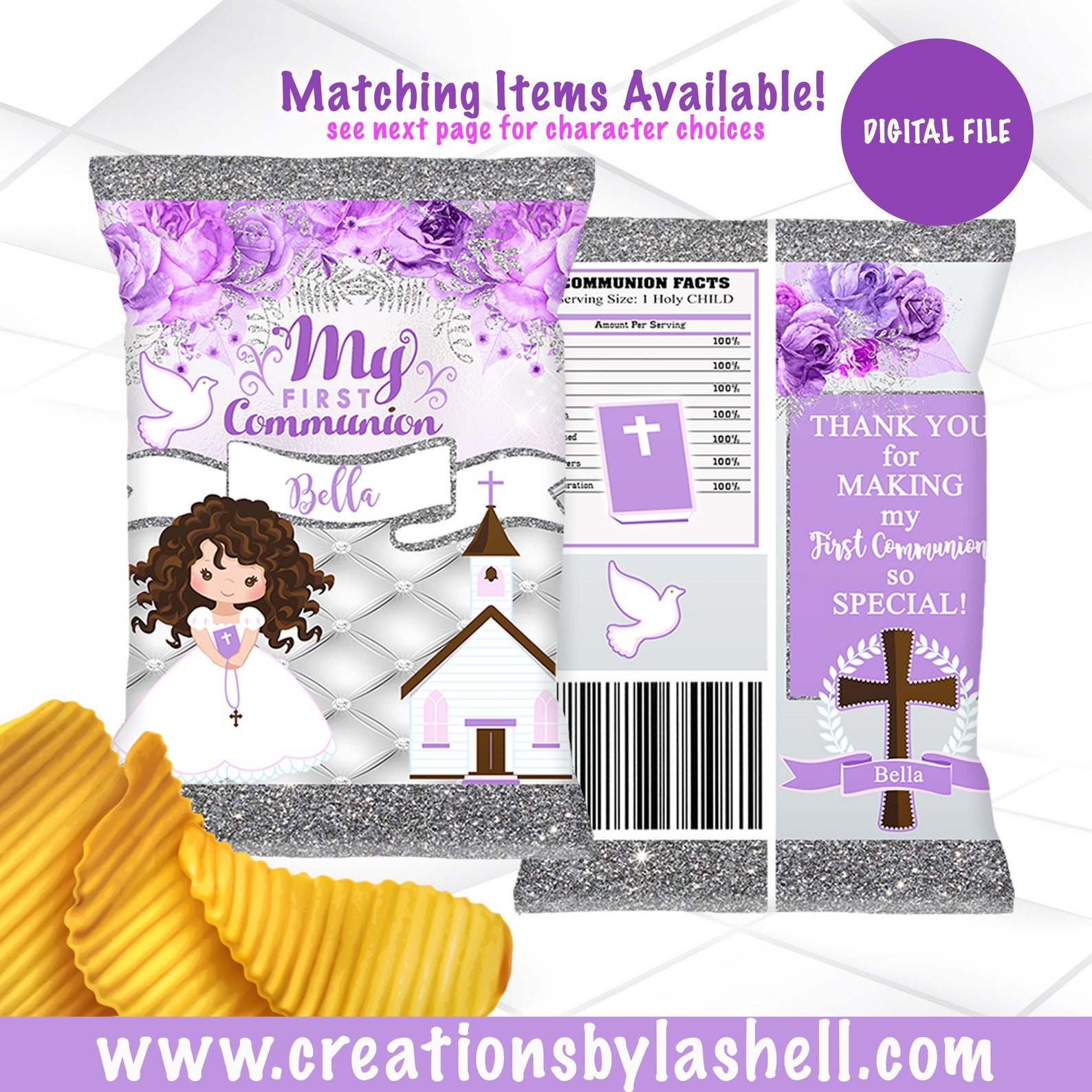 First Communion Chip Bag Template | 1st Communion Chip Bag Printable ...