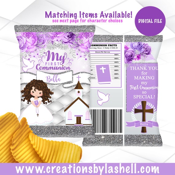 First Communion Chip Bag Template 1st Communion Chip Bag - Etsy
