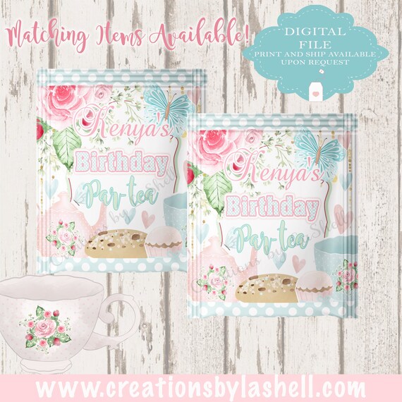 Tea Party Wrappers Tea Party Birthday Tea Bag Wrappers Tea - Etsy