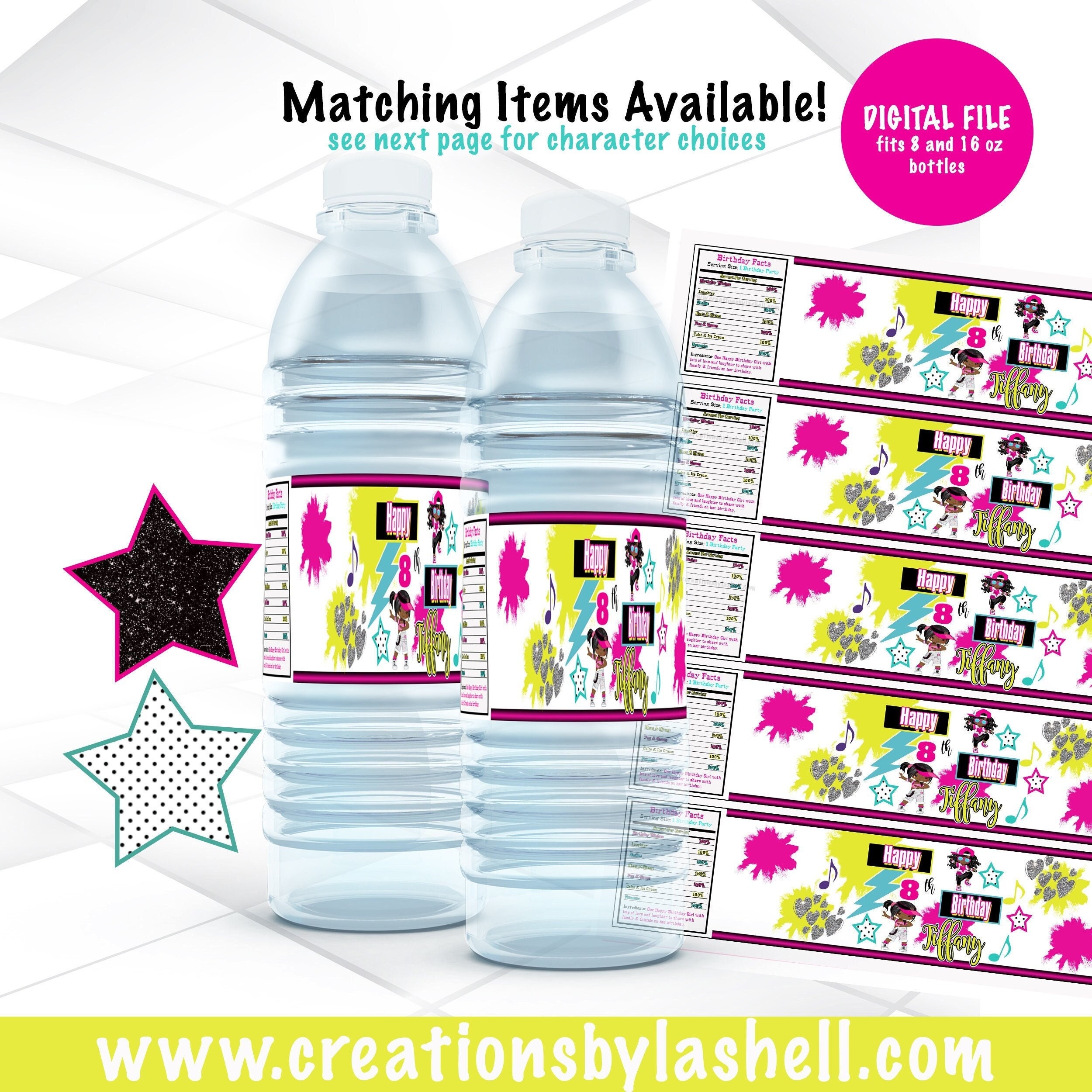 Hip Hop Water Bottle Labels Printable | Dance Party Water Bottle Labels ...