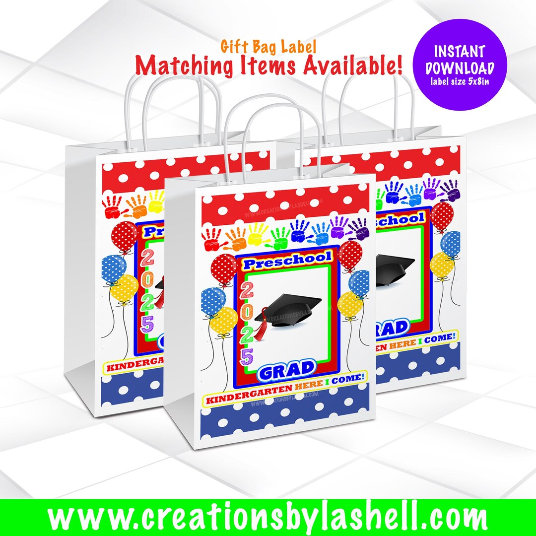 Preschool Graduation Gift Bag Instant Download | Preschool Graduation ...