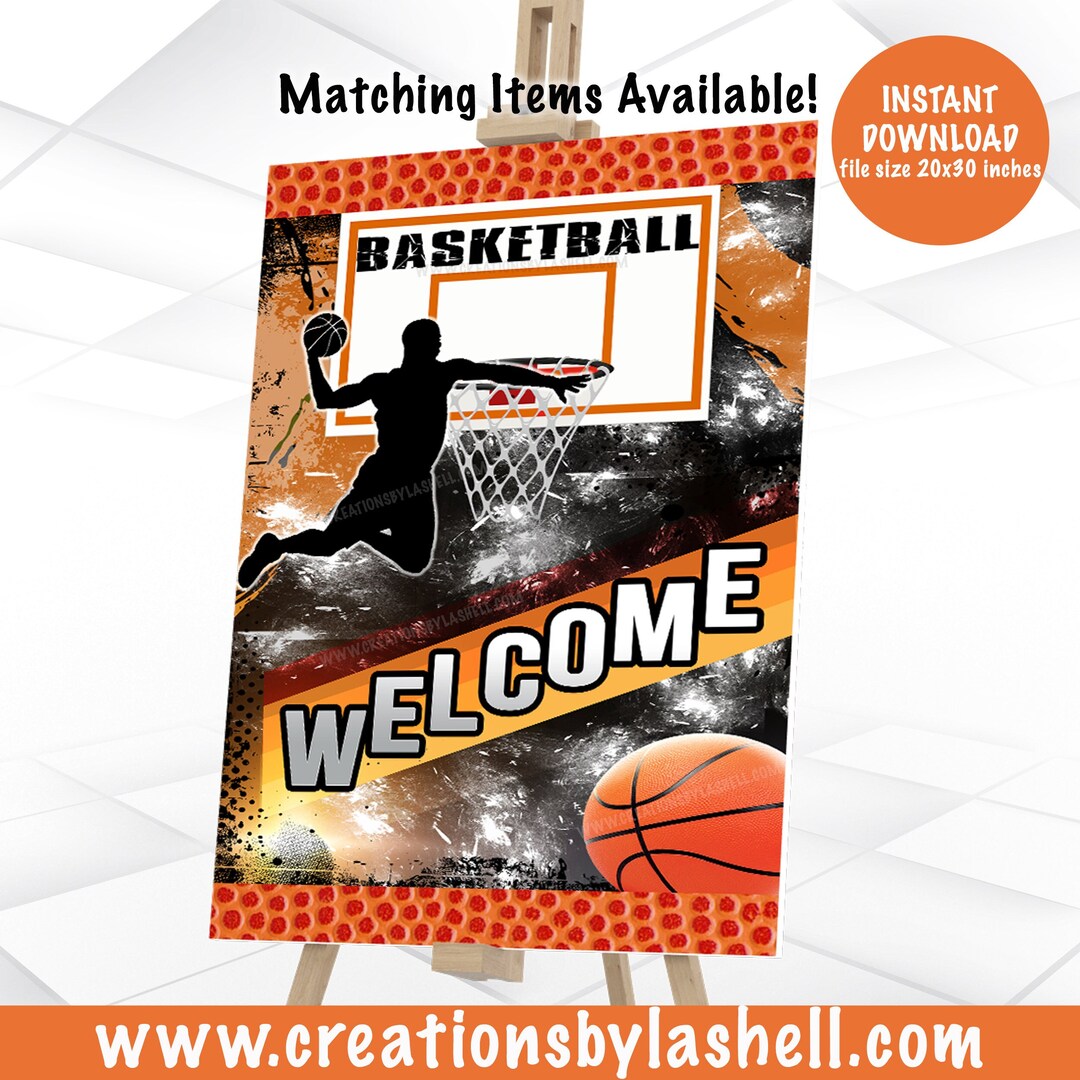 Basketball Welcome Sign Printable 20 X 30 Inch Instant Download Slam ...