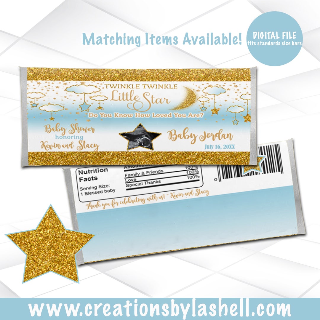 Twinkle Twinkle Little Star Candy Bar Wrappers Digital File | Chocolate ...