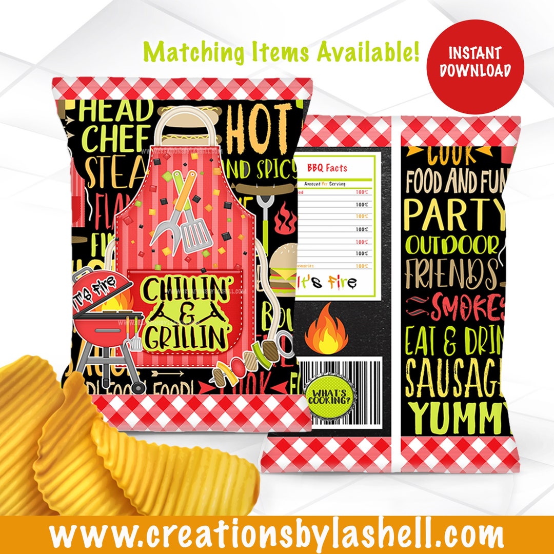 BBQ Chip Bag Instant Download | Cookout Chip Bag Digital File | BBQ ...