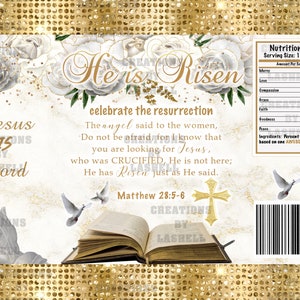 Easter Chip Bag Template | He is Risen Chip Bag Template | Easter Favor ...