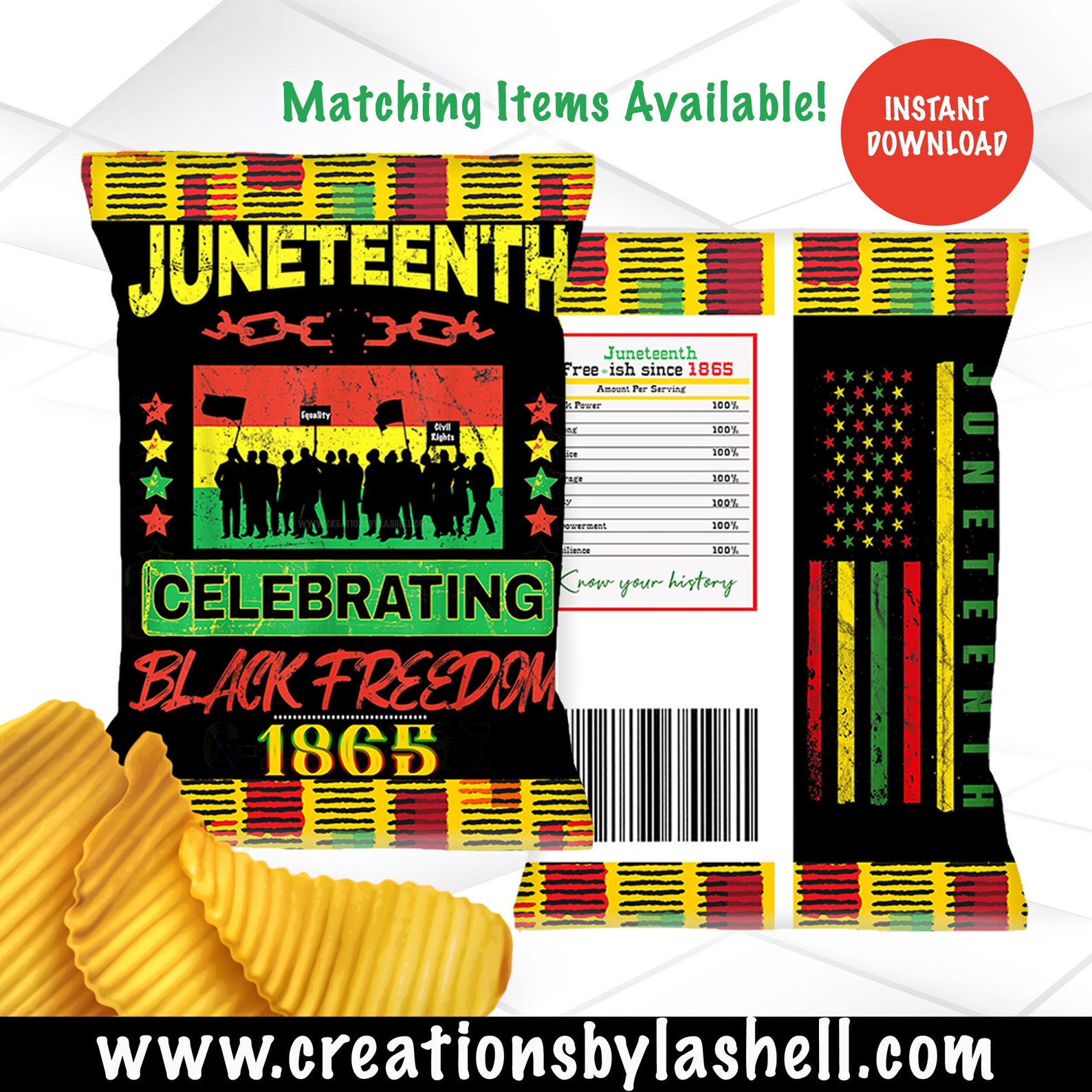 Juneteenth Chip Bag Instant Download | Juneteenth Celebration Favor ...
