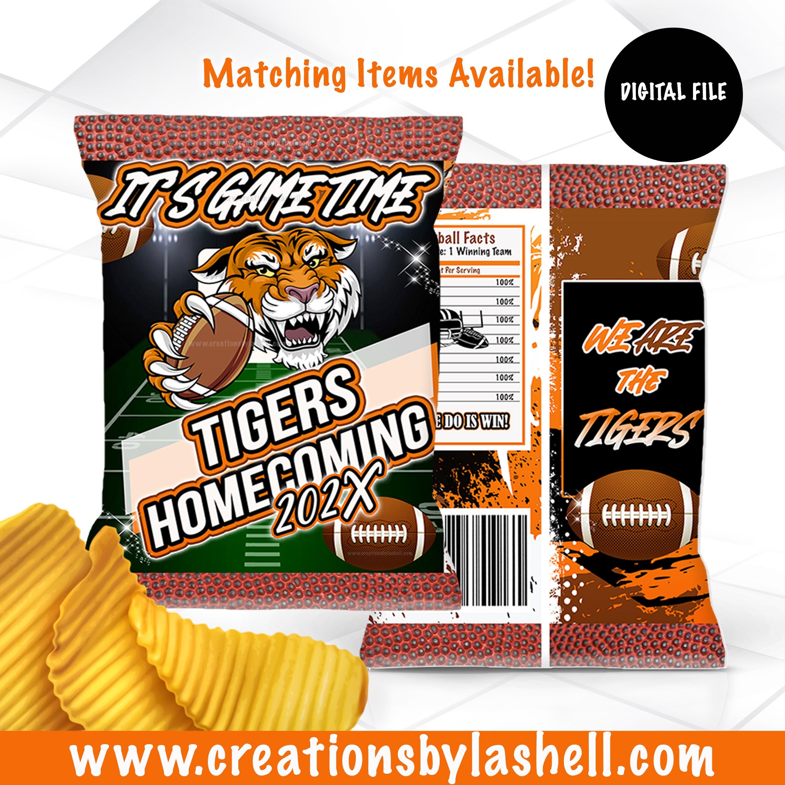 Homecoming Chip Bag Printable | Football Homecoming Theme Chip Bag ...