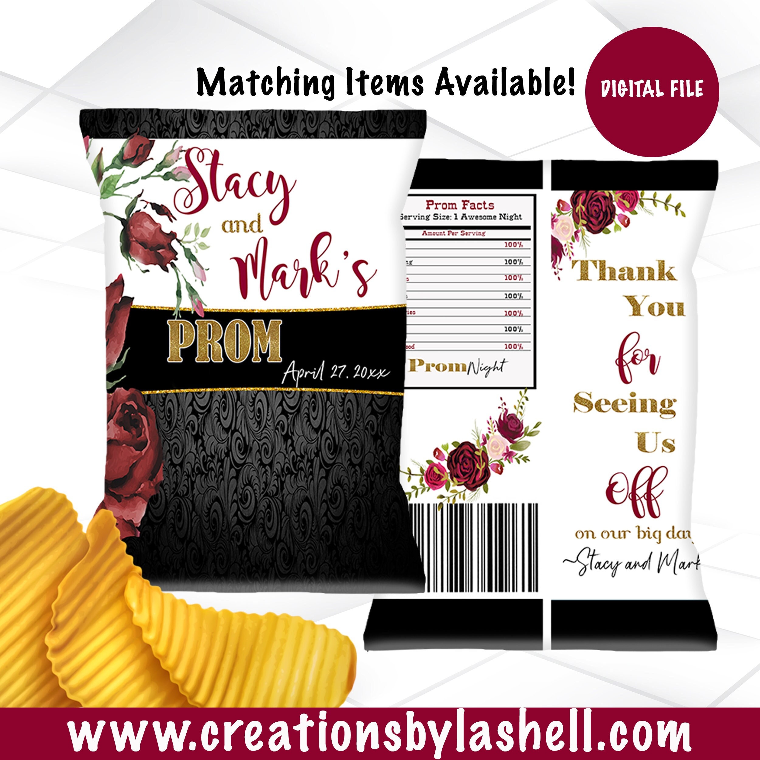 Prom Chip Bags Printable Prom Send off Chip Bags Template Custom Prom ...