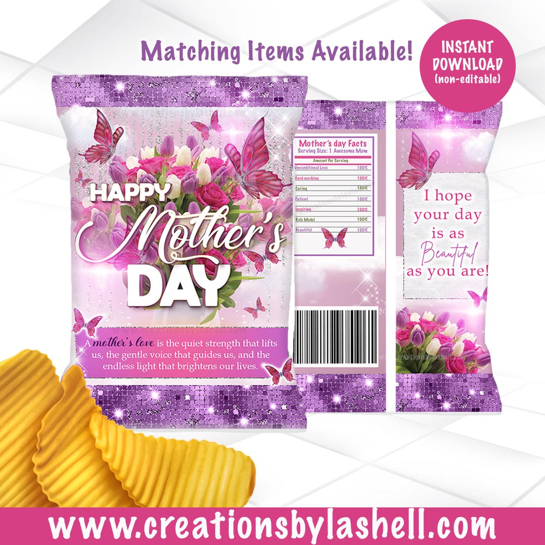 Mother's Day Chip Bags | Mother's Day Favors | Mother's Day Treat Bags ...