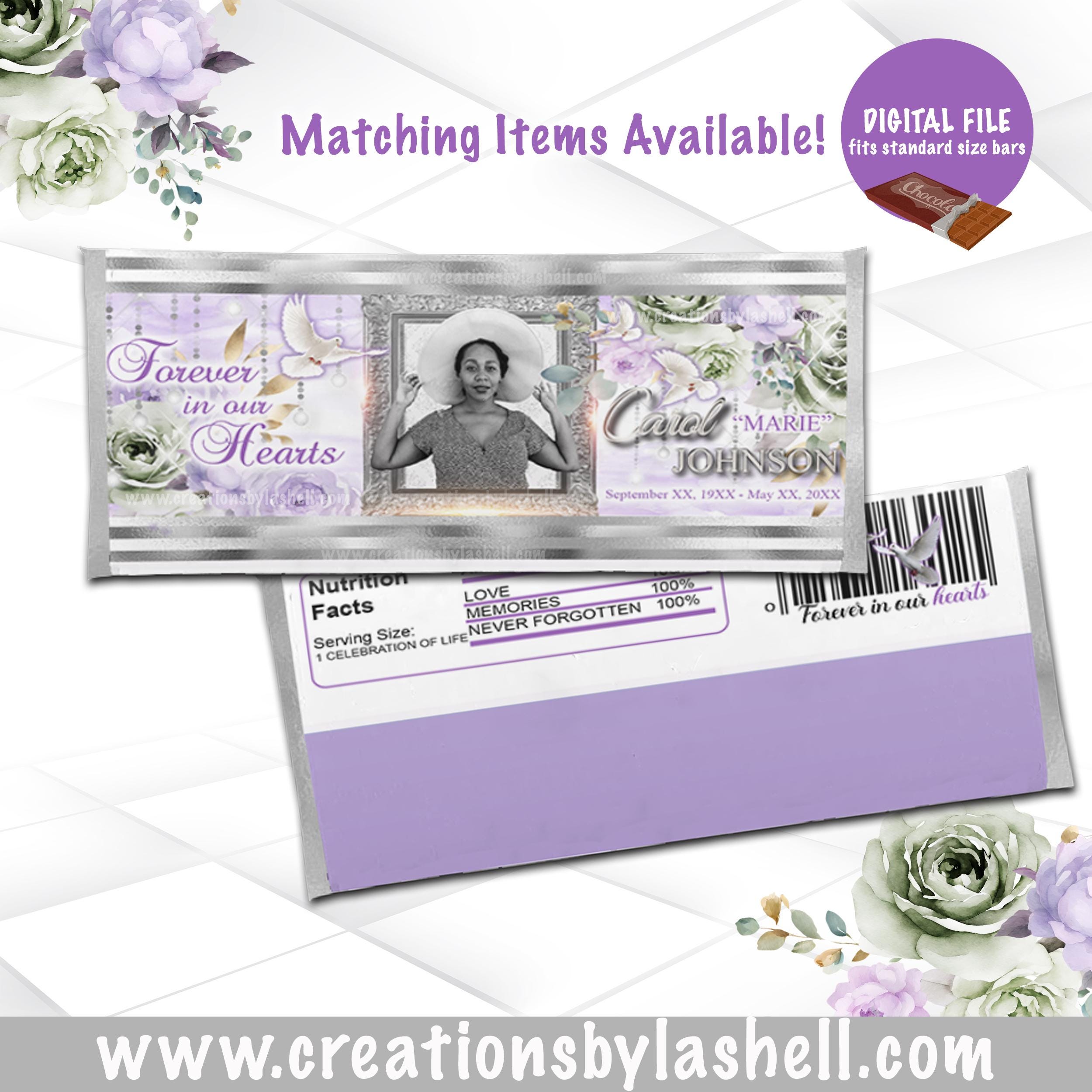 Funeral Candy Bar Wrapper Digital File Celebration of Life Chocolate ...