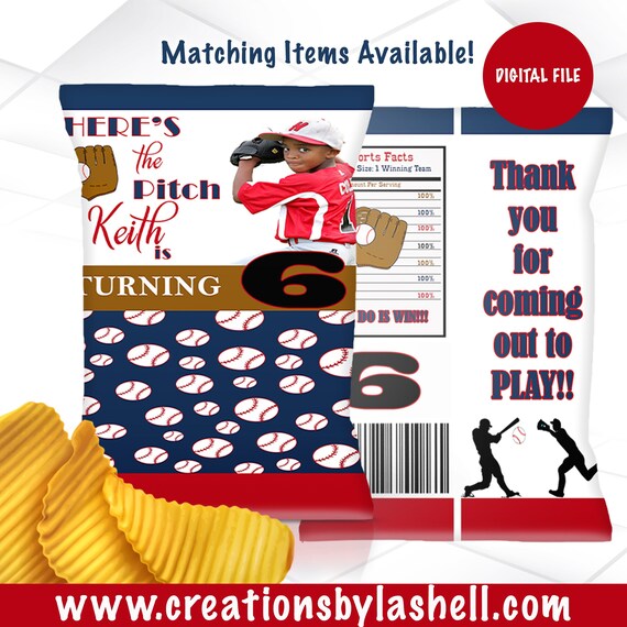 Baseball Chip Bag Digital File Baseball Party Printable - Etsy