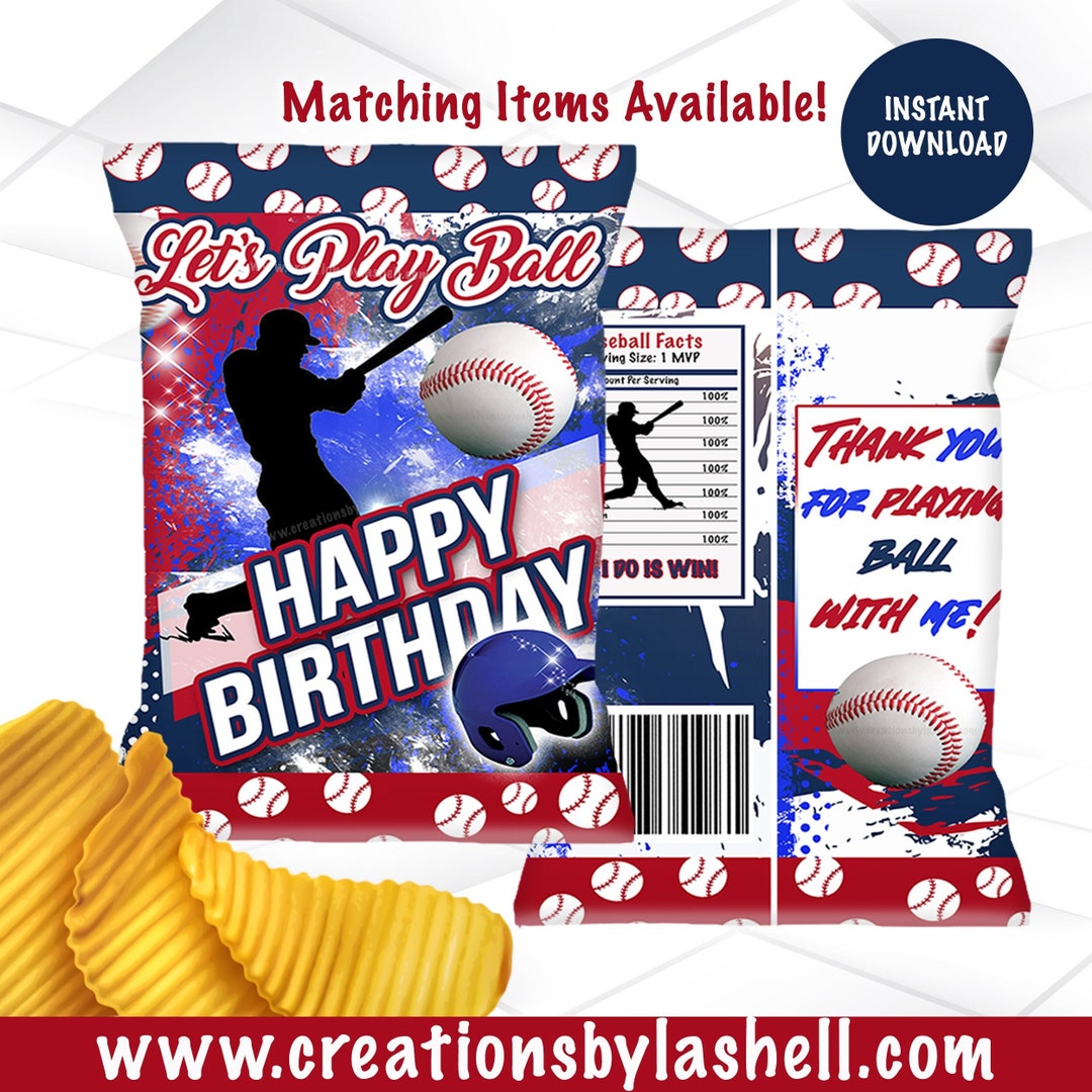 Baseball Chip Bag Instant Download Let's Play Ball Chip Bag Template ...
