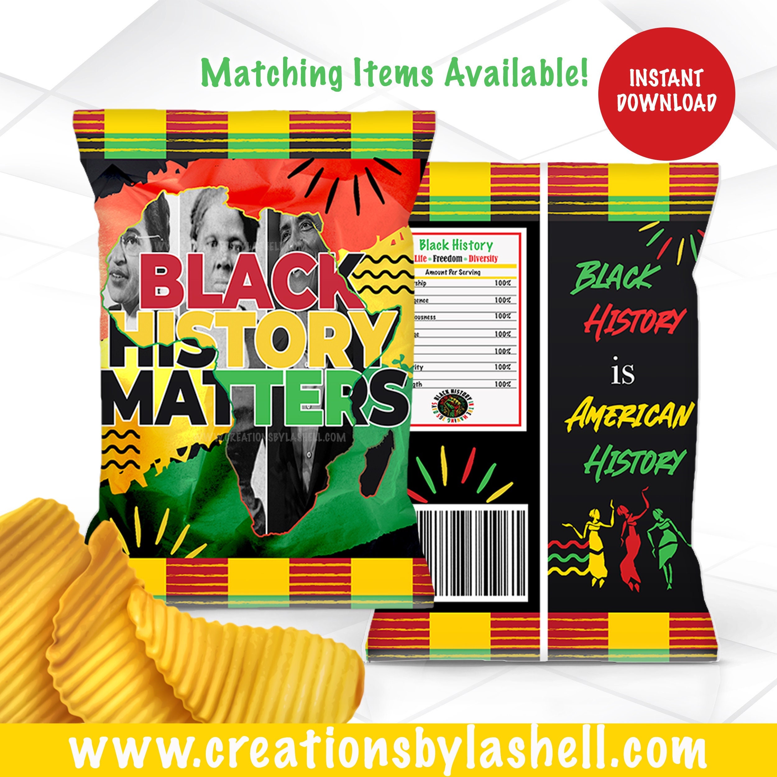 Black History Month Chip Bag Instant Download | Black History Chip Bag ...
