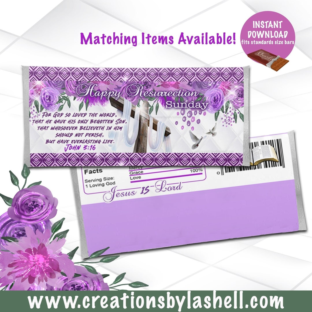 Resurrection Candy Bar Wrapper Instant Download | Easter Chocolate Bar ...