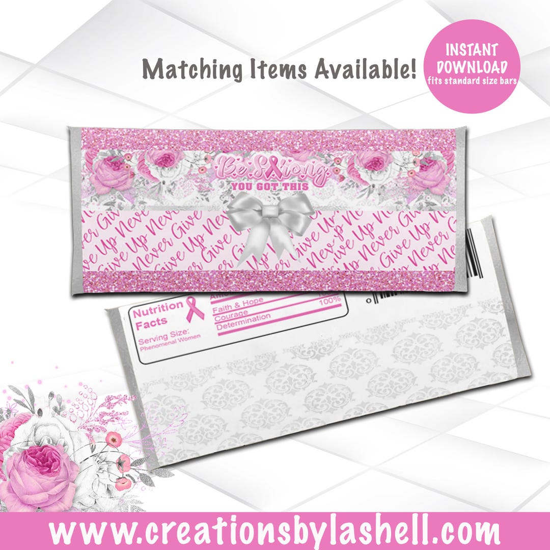Breast Cancer Awareness Candy Bar Wrappers Instant Download | Breast Cancer Chocolate Bar ...