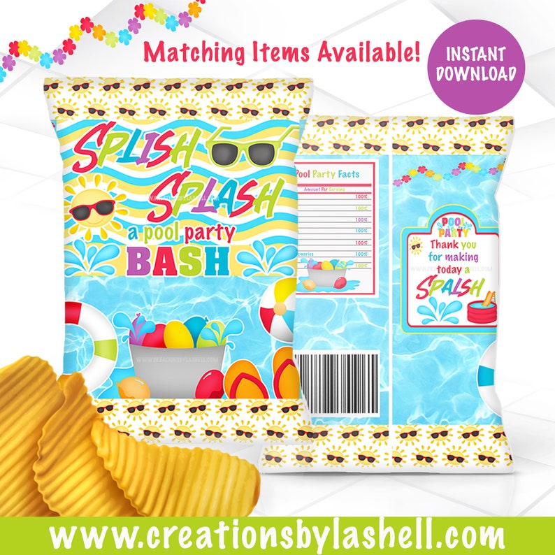 Pool Party Labels Bundle Instant Download Pool Party Favors - Etsy
