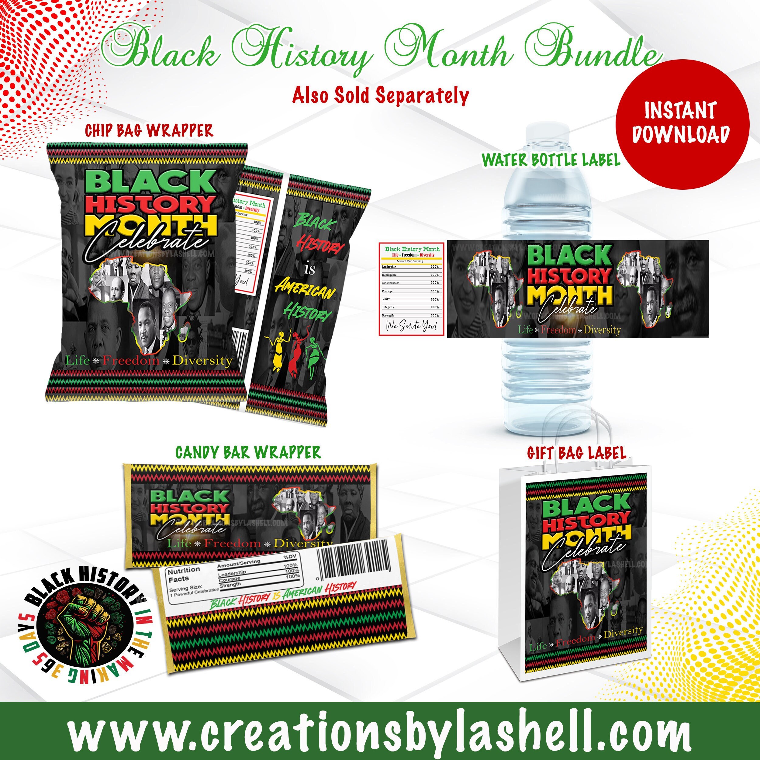 Black History Month Favors Instant Download Bundle Black History Month ...