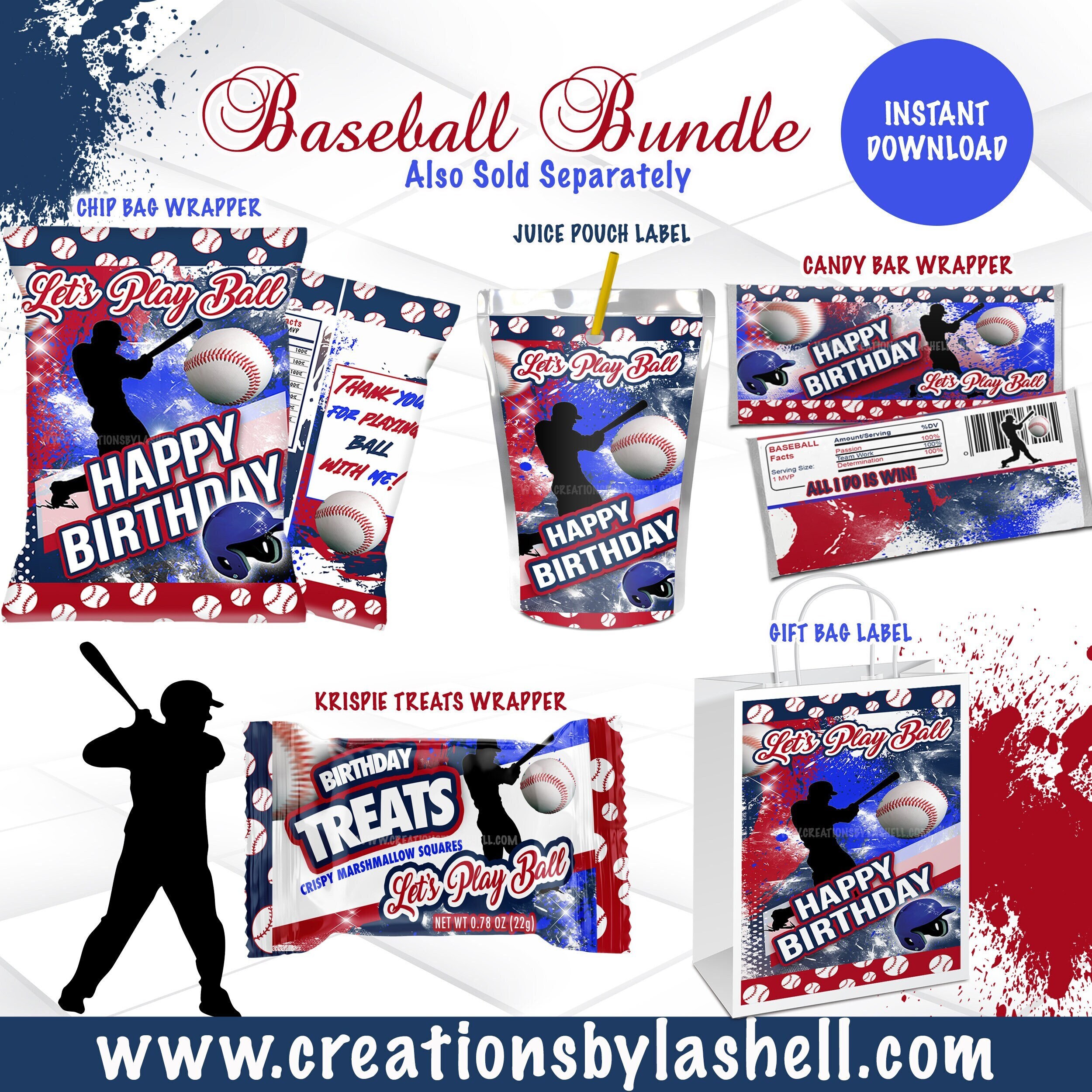 Baseball Party Labels Bundle Instant Download Baseball Party Favors ...