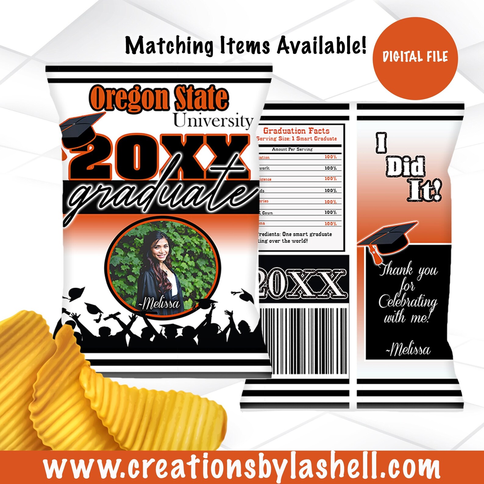 Graduation Chip Bags Template | Graduation Chip Bags Printable | Orange ...
