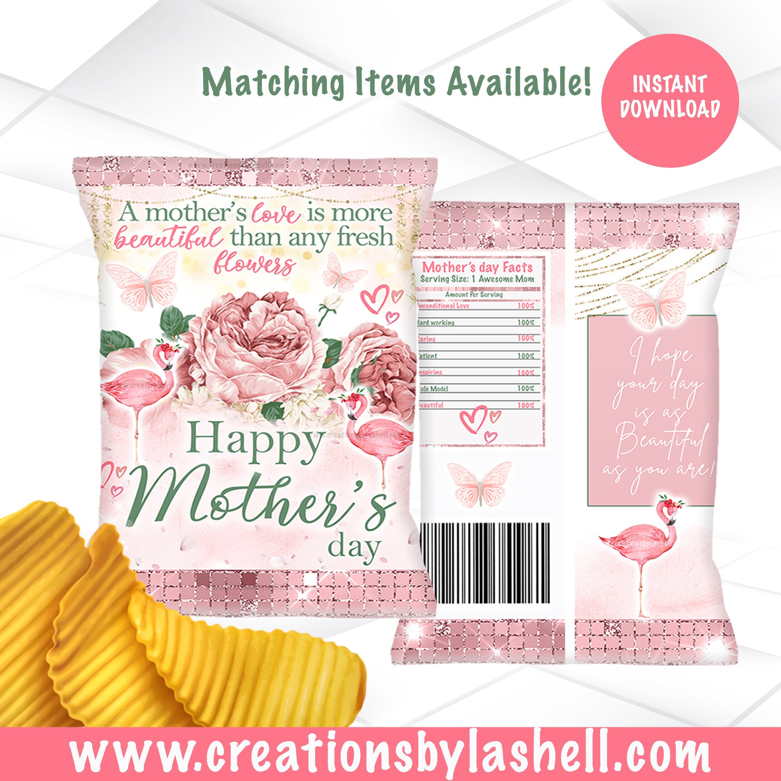 Mother's Day Chip Bags Mother's Day Favors Mother's Day Treat Bags ...