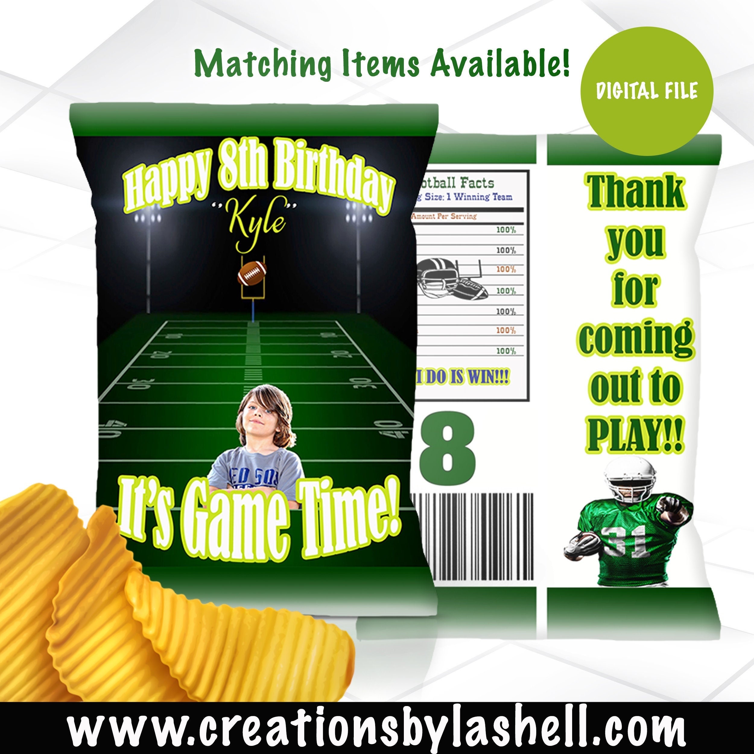 Football Chip Bag Digital File | Football Theme Party Printable ...