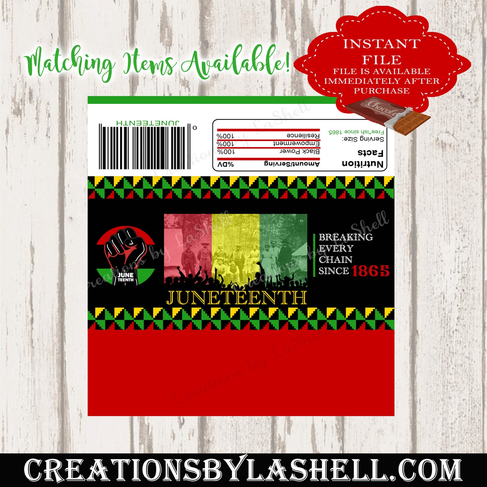 Juneteenth Candy Bar Wrappers Instant Download | Juneteenth Chocolate ...