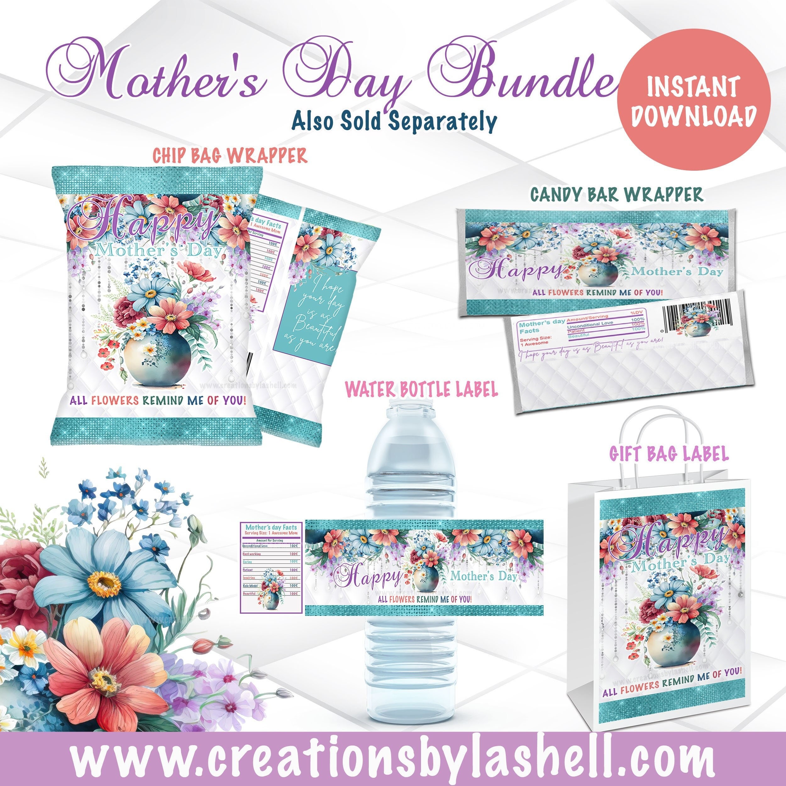 Mother's Day Favors Bundle Instant Download Mother's - Etsy