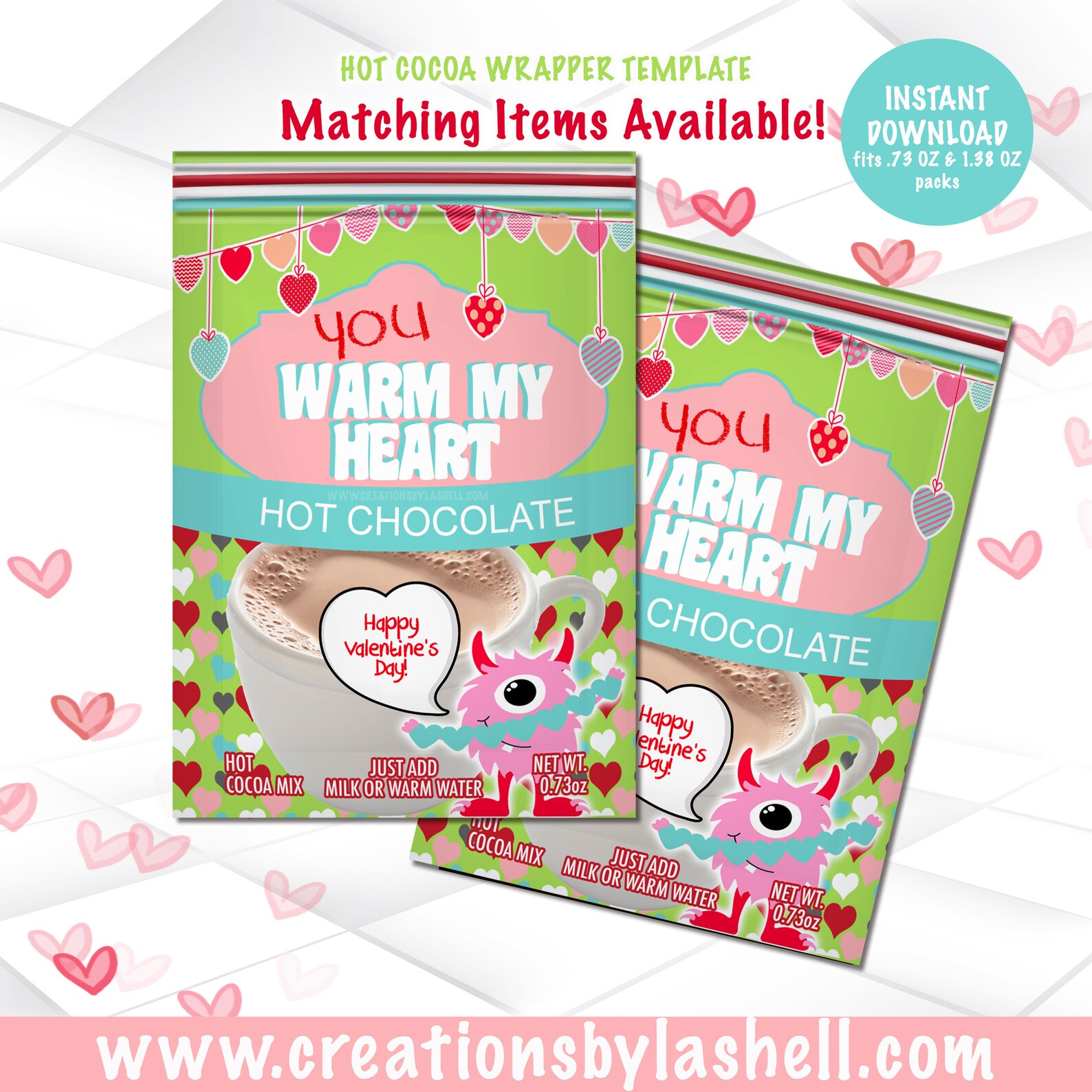 Valentine Instant Download Treat Bundle Valentine's Day Bundle Template ...