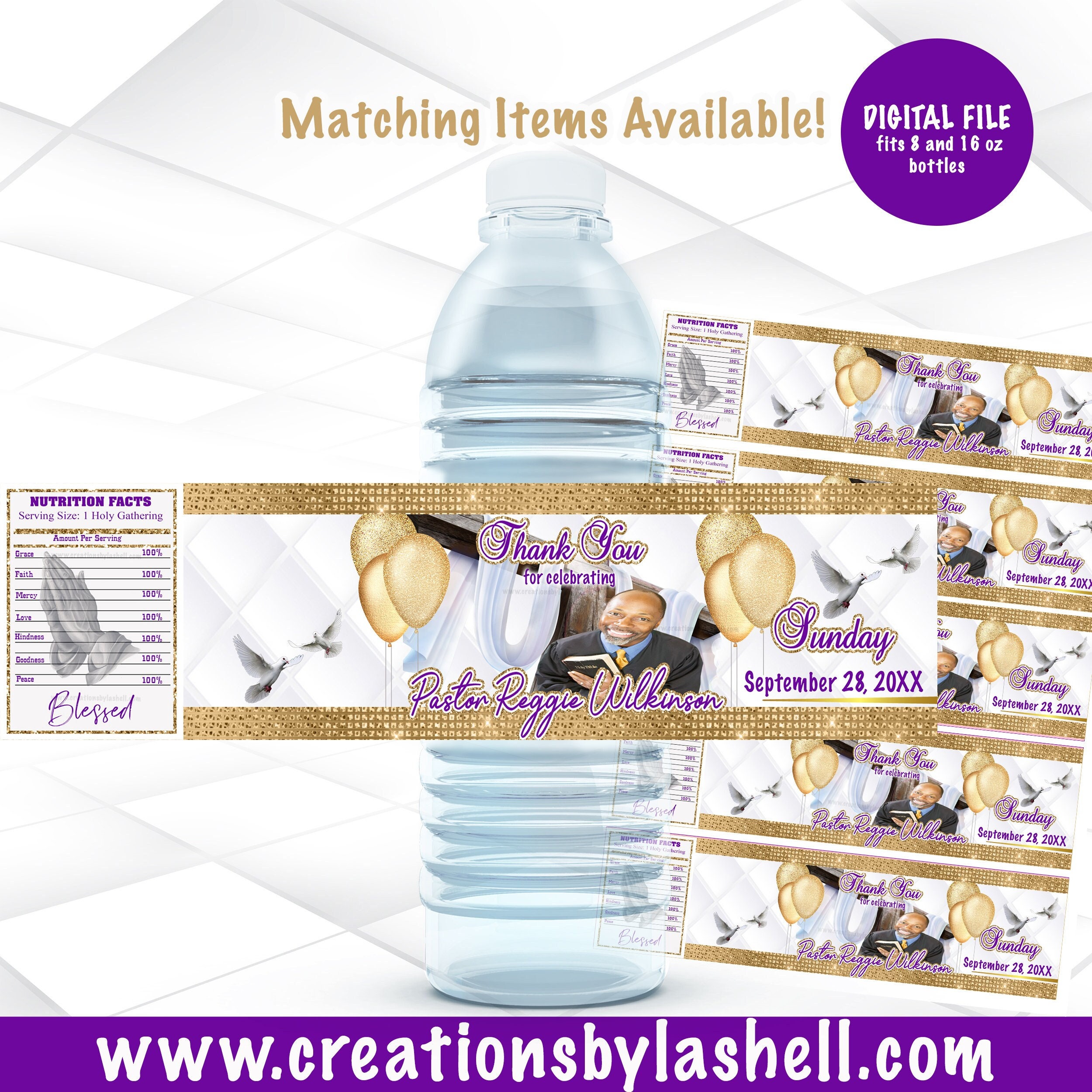 Pastoral Anniversary Water Bottle Labels Digital File Pastor Water ...