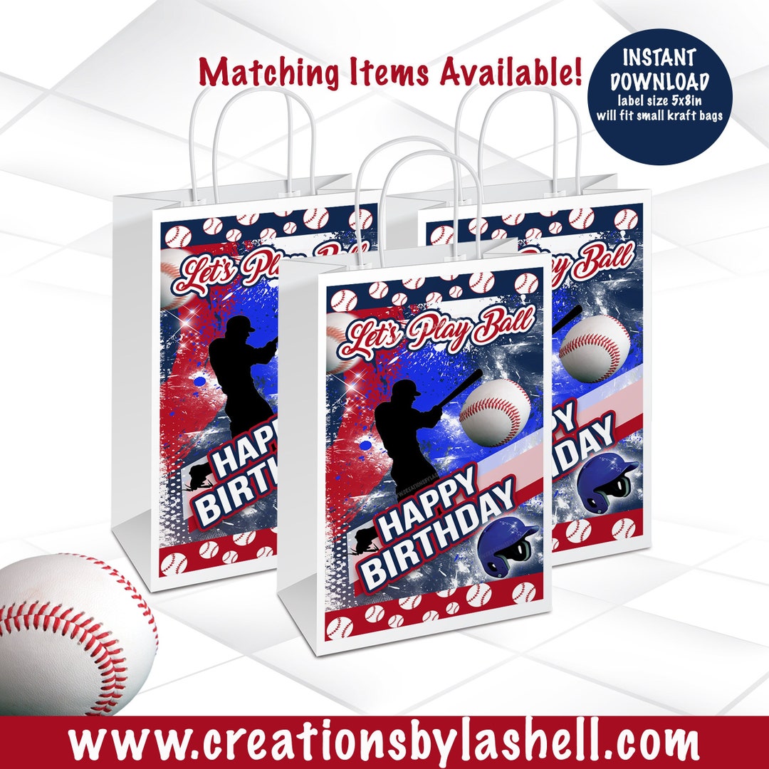 Baseball Gift Bag Labels Instant Download | Baseball Favor Bags Label ...