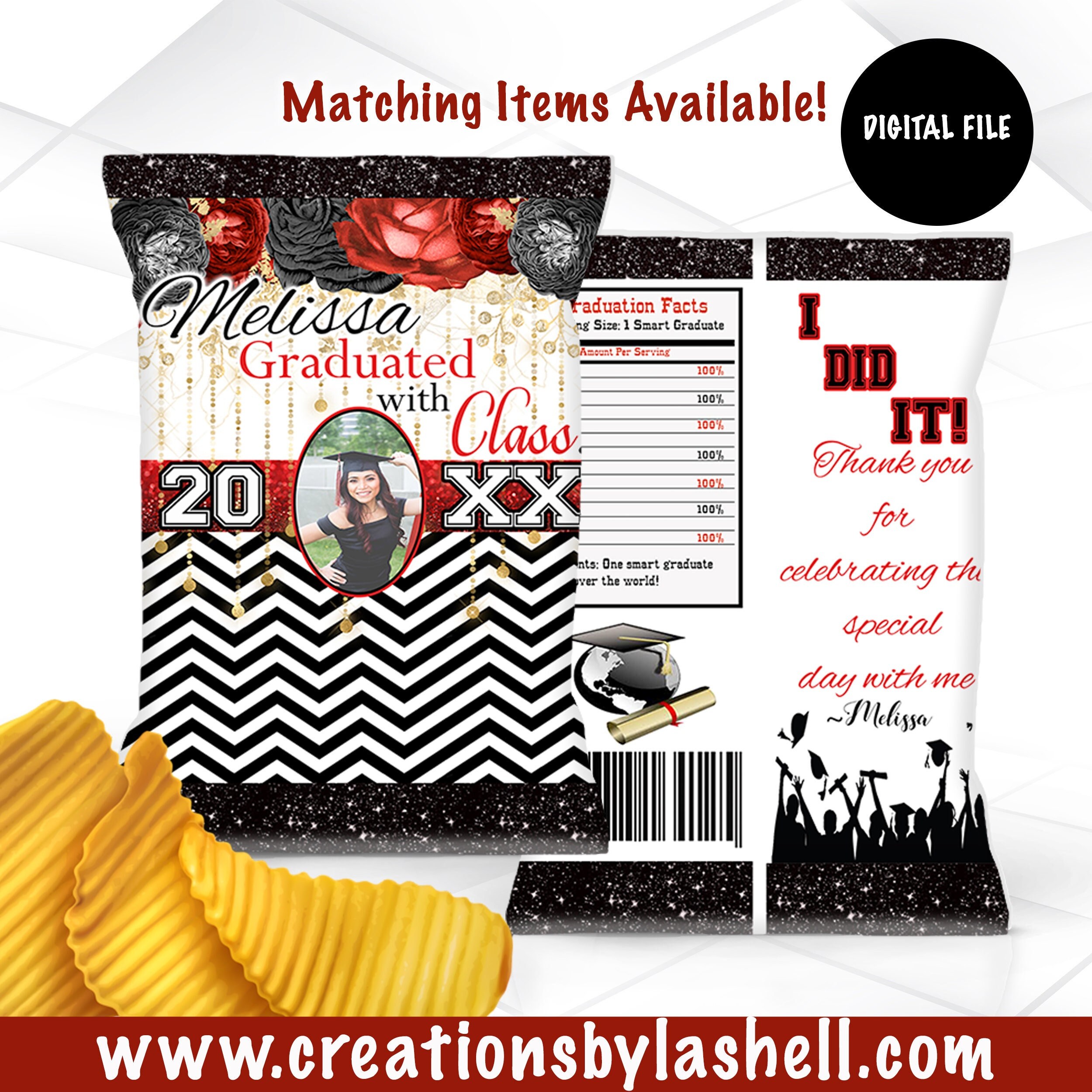 Graduation Chip Bags Digital File Custom Graduation Chip Bags Printable ...