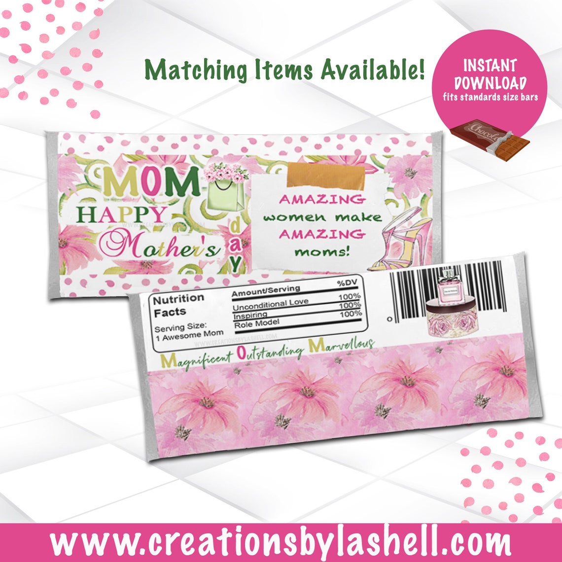 Mother's Day Candy Bar Wrappers Printable Mother's - Etsy