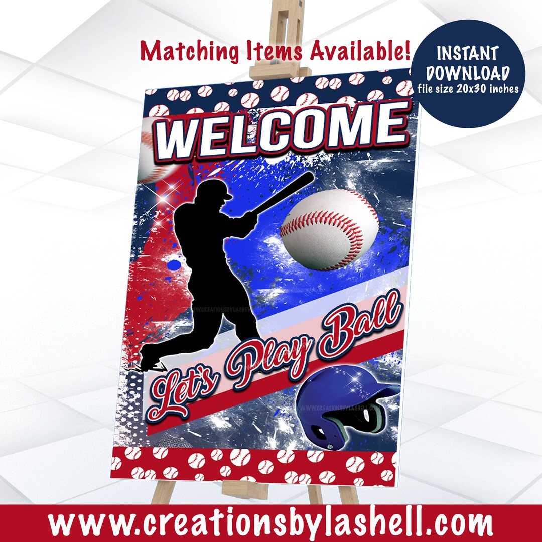 Baseball Welcome Sign 20 X 30 Inch Instant Download Let's - Etsy