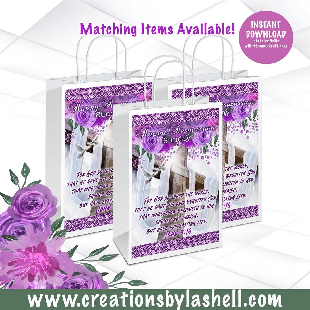 Resurrection Gift Bag Label Instant Download Easter Treat Bag Label ...